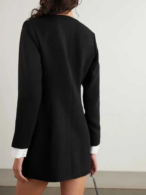 FRAME Embellished Poplin-trimmed Twill Mini Dress