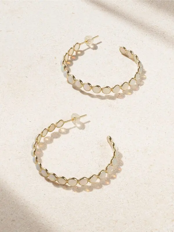 Jia Jia 14-karat Gold Opal Hoop Earrings - White