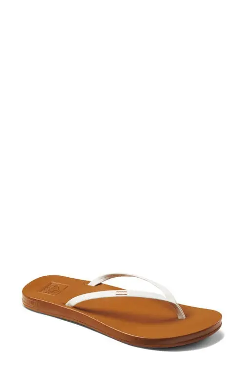 Reef Cushion Slim Flip Flops - White/tan