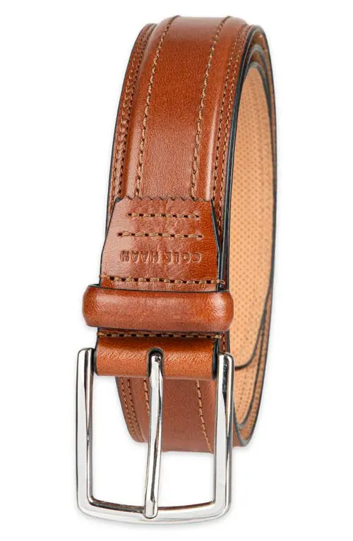 Cole Haan Stitched Leather Belt - Tan