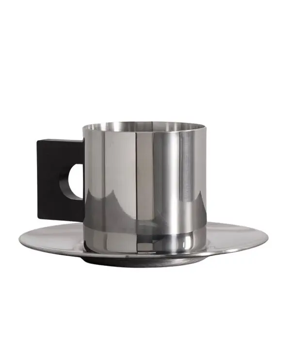 LOUISE ROE Sophia Roe S. R. Collection Stainless Steel Cup And Saucer Set - Silver