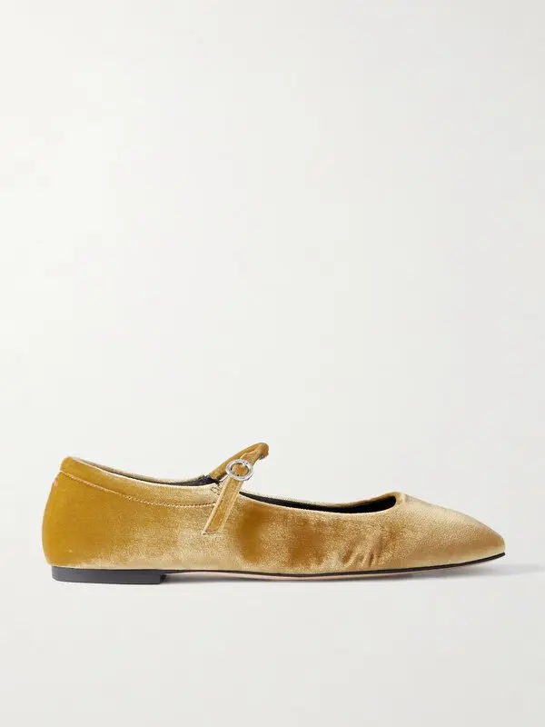 AeydĒ Uma Velvet Mary Jane Ballet Flats - Yellow