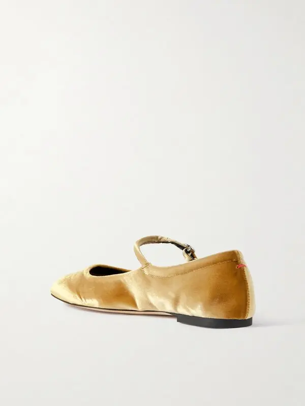AeydĒ Uma Velvet Mary Jane Ballet Flats - Yellow