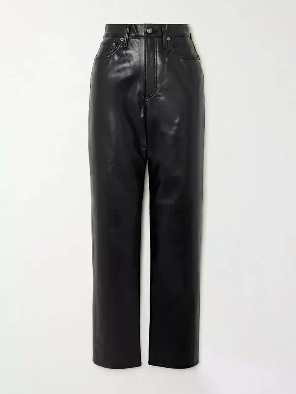 AGOLDE 90s Pinch Waist Long Recycled Leather-blend Straight-leg Pants