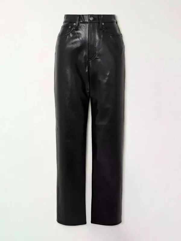 AGOLDE 90s Pinch Waist Long Recycled Leather-blend Straight-leg Pants