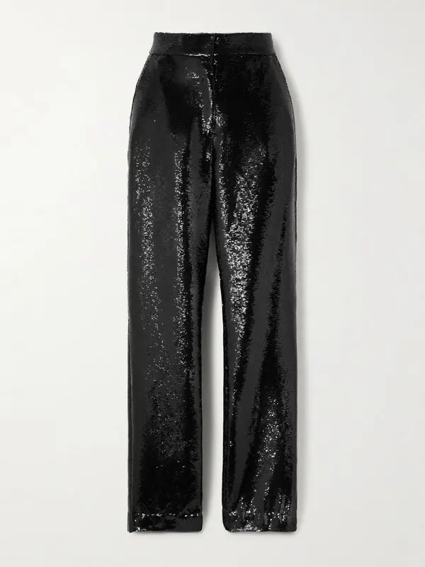 Veronica De Piante Mick Sequined Straight-leg Pants - Black