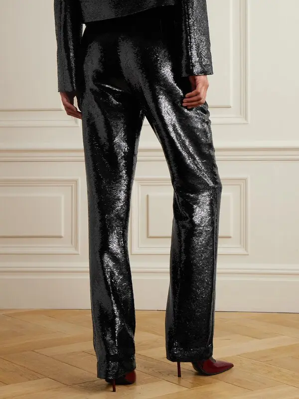 Veronica De Piante Mick Sequined Straight-leg Pants - Black