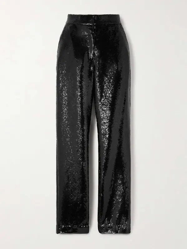 Veronica De Piante Mick Sequined Straight-leg Pants - Black