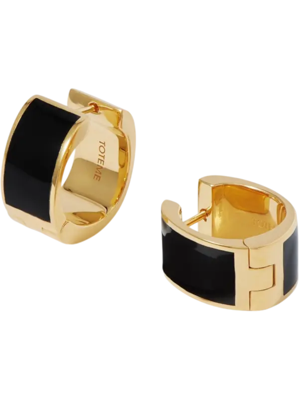 TOTEME Gold-tone And Enamel Hoop Earrings - Black