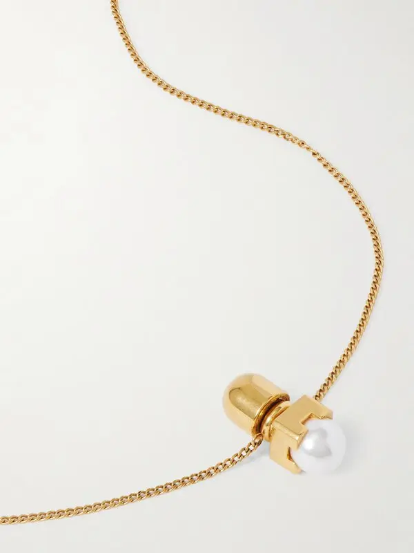 TOTEME Gold-tone Necklace With Faux Pearl - White