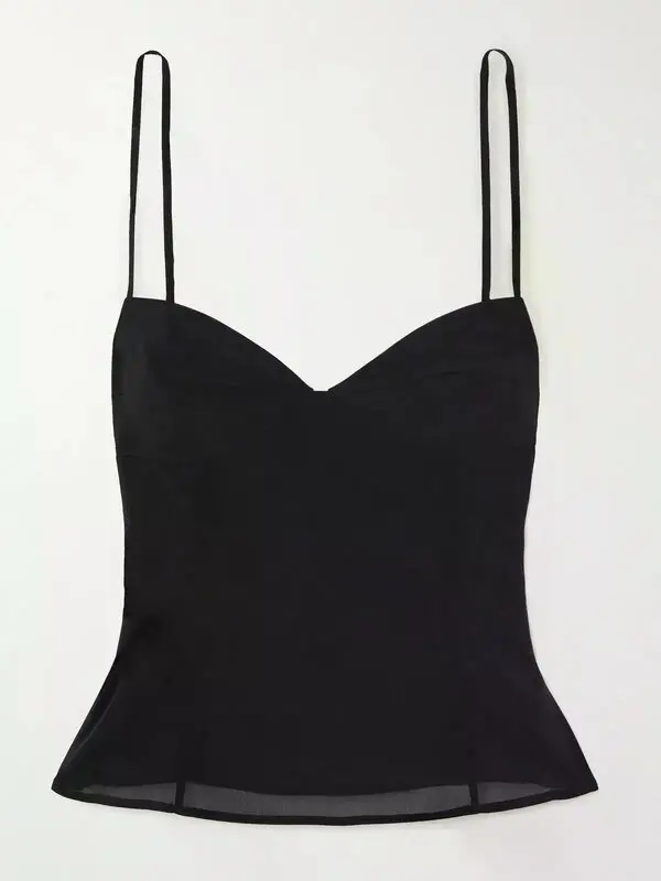 ST. AGNI Stretch-silk Voile Camisole - Black