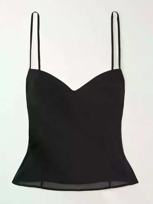 ST. AGNI Stretch-silk Voile Camisole - Black