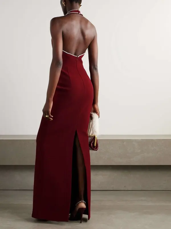 Rebecca Vallance Akari Crystal-embellished Gown - Burgundy