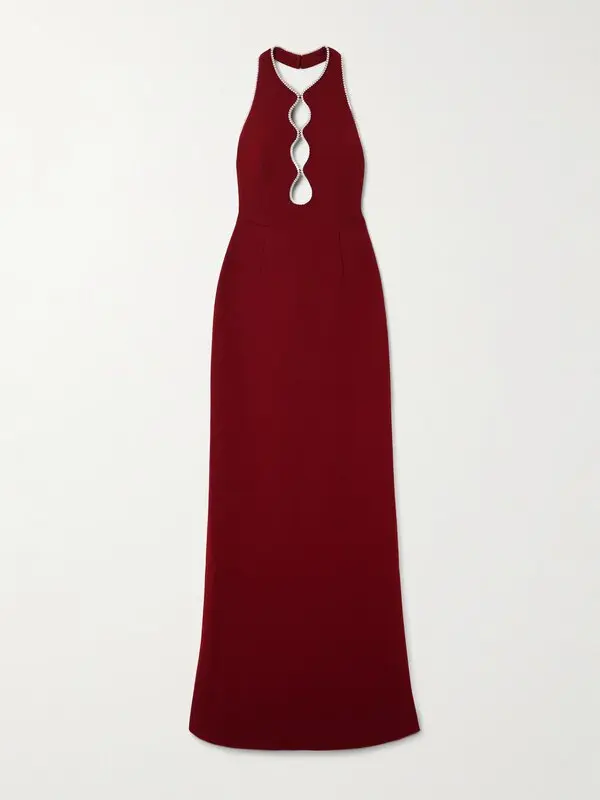 Rebecca Vallance Akari Crystal-embellished Gown - Burgundy