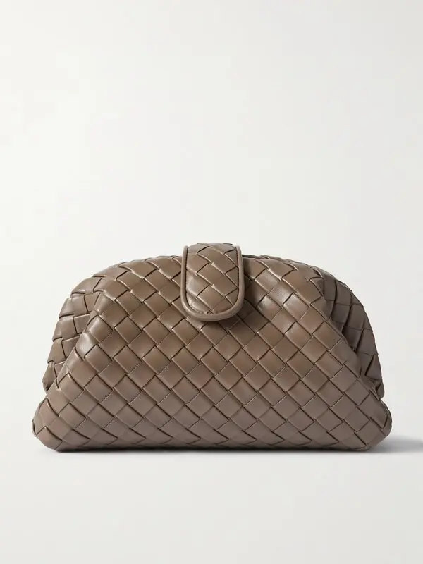 Bottega Veneta Lauren 1980 Small Intrecciato Leather Clutch - Brown