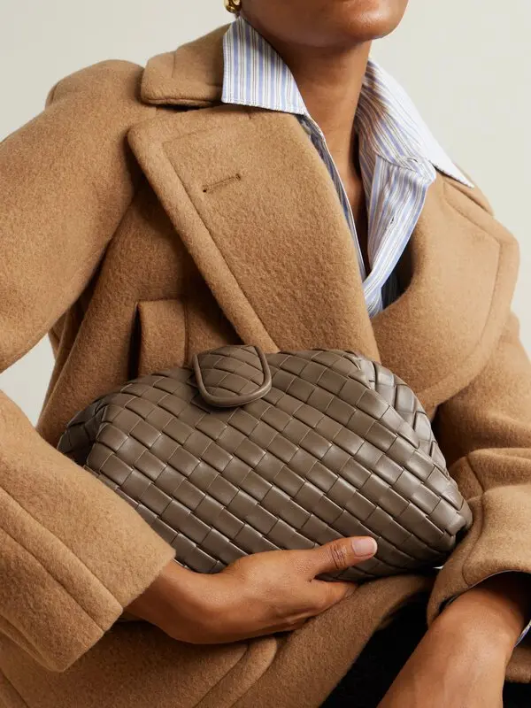 Bottega Veneta Lauren 1980 Small Intrecciato Leather Clutch - Brown