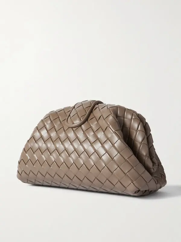 Bottega Veneta Lauren 1980 Small Intrecciato Leather Clutch - Brown