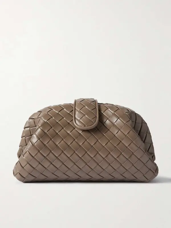 Bottega Veneta Lauren 1980 Small Intrecciato Leather Clutch - Brown