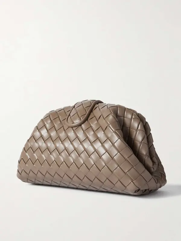 Bottega Veneta Lauren 1980 Small Intrecciato Leather Clutch - Brown