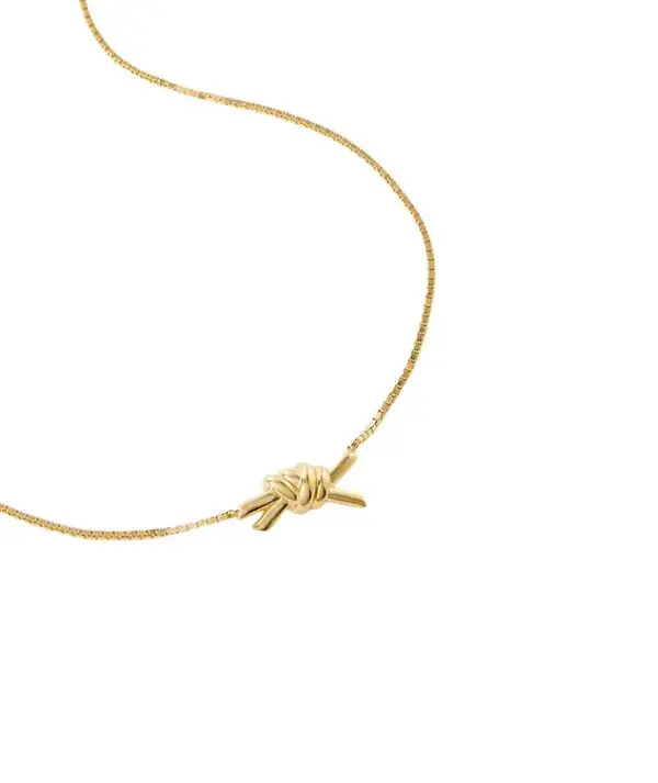 Bottega Veneta Plated Knot Pendant Necklace - Gold