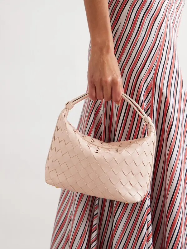 Bottega Veneta Wallace Mini Intrecciato Leather Shoulder Bag - Pink