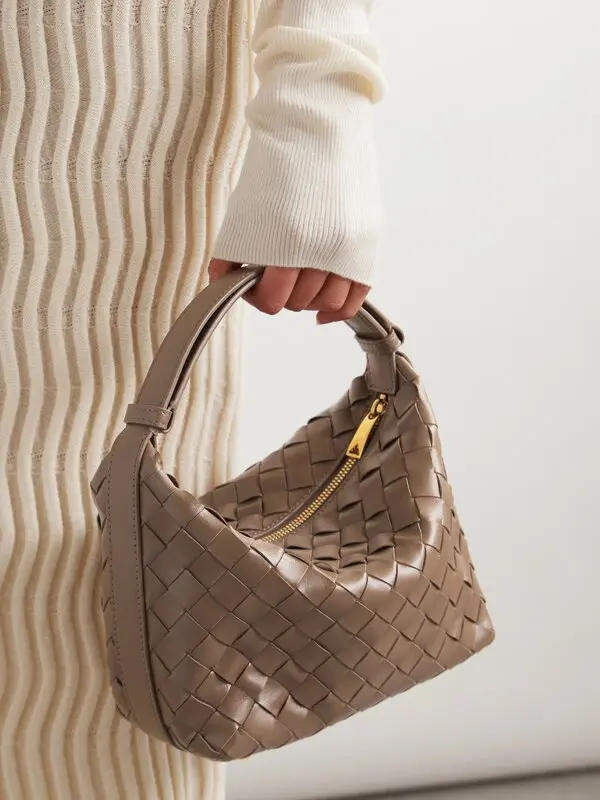Bottega Veneta Wallace Mini Intrecciato Leather Shoulder Bag - Brown