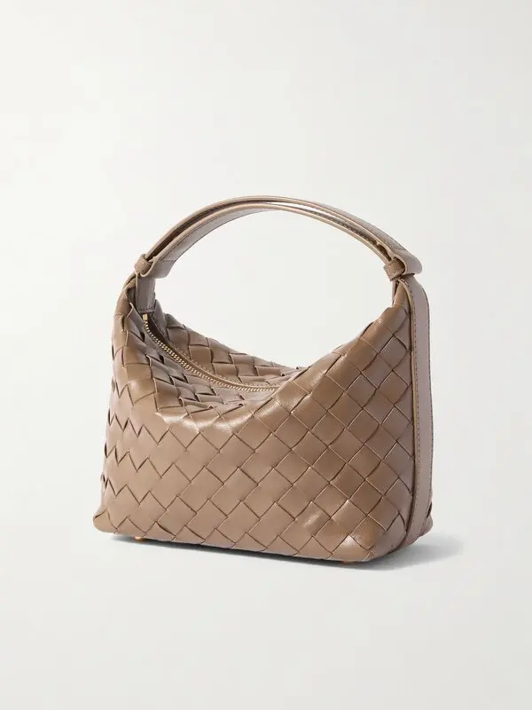 Bottega Veneta Wallace Mini Intrecciato Leather Shoulder Bag - Brown