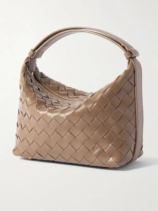 Bottega Veneta Wallace Mini Intrecciato Leather Shoulder Bag - Brown