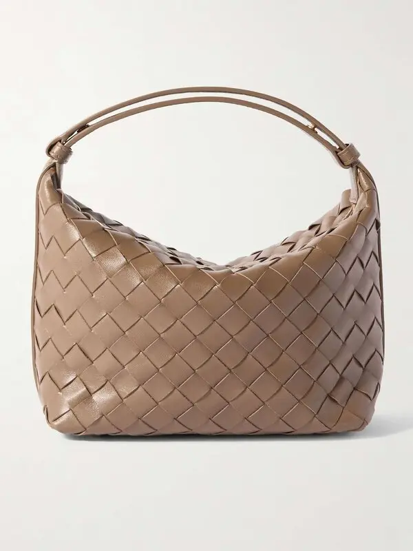 Bottega Veneta Wallace Mini Intrecciato Leather Shoulder Bag - Brown