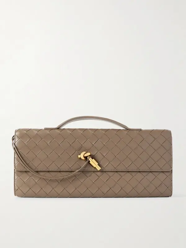 Bottega Veneta Andiamo Long Intrecciato Leather Clutch - Brown