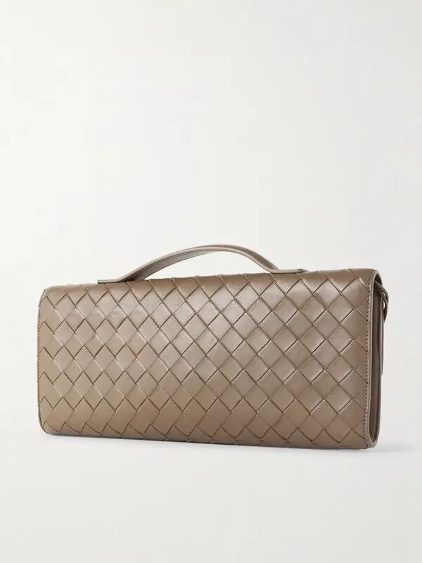 Bottega Veneta Andiamo Long Intrecciato Leather Clutch - Brown