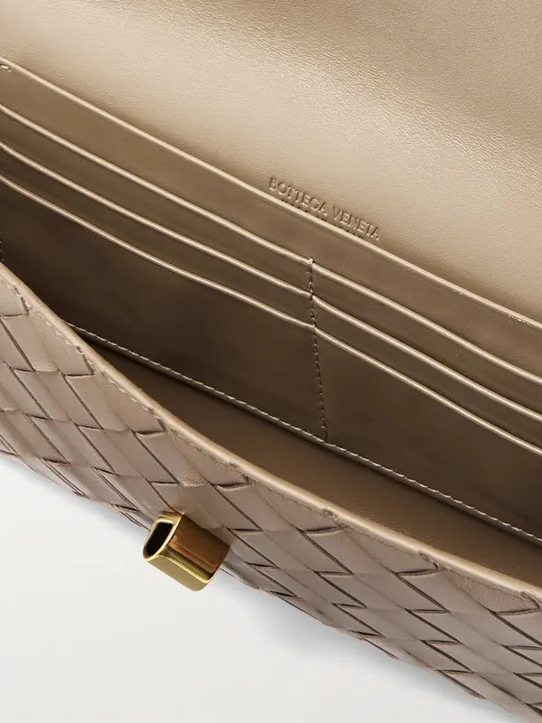 Bottega Veneta Andiamo Long Intrecciato Leather Clutch - Brown