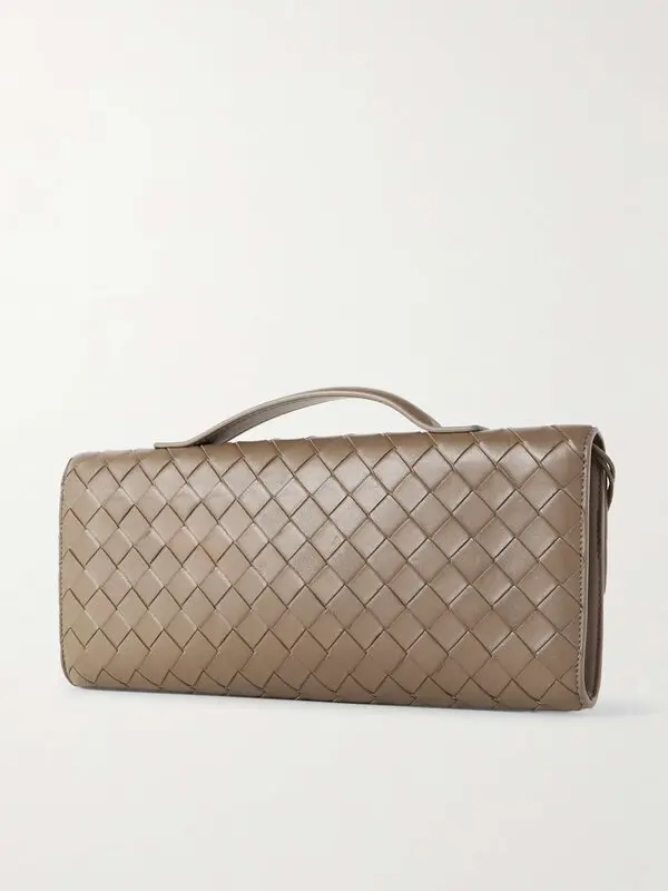 Bottega Veneta Andiamo Long Intrecciato Leather Clutch - Brown