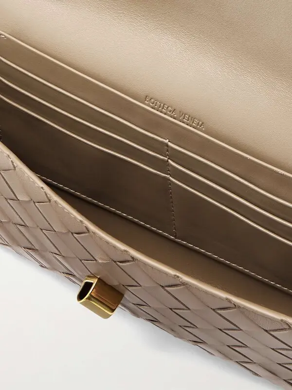 Bottega Veneta Andiamo Long Intrecciato Leather Clutch - Brown