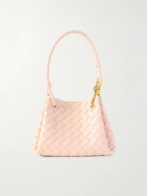 Bottega Veneta Parachute Small Intrecciato Leather Shoulder Bag - Pink