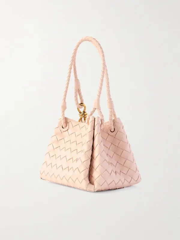 Bottega Veneta Parachute Small Intrecciato Leather Shoulder Bag - Pink