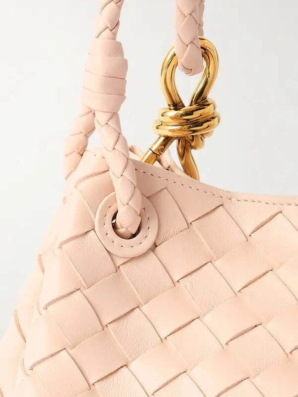 Bottega Veneta Parachute Small Intrecciato Leather Shoulder Bag - Pink