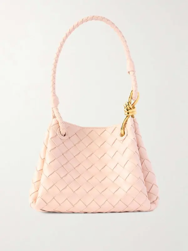 Bottega Veneta Parachute Small Intrecciato Leather Shoulder Bag - Pink