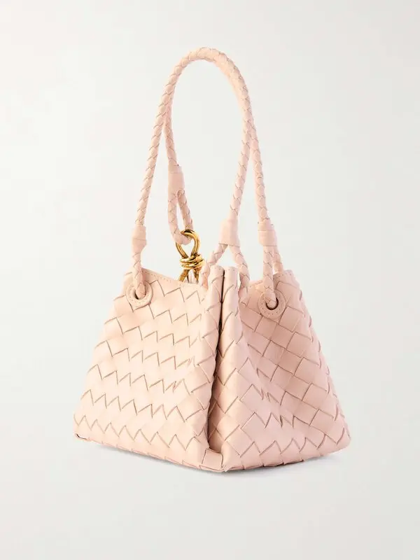 Bottega Veneta Parachute Small Intrecciato Leather Shoulder Bag - Pink
