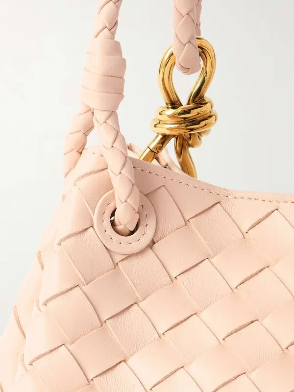 Bottega Veneta Parachute Small Intrecciato Leather Shoulder Bag - Pink