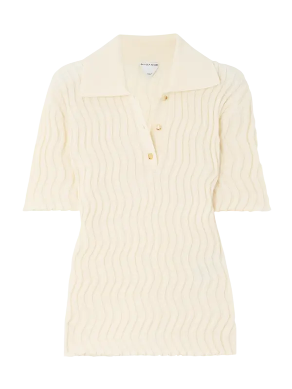bottega veneta - Bottega Veneta Ribbed Wool Polo Shirt