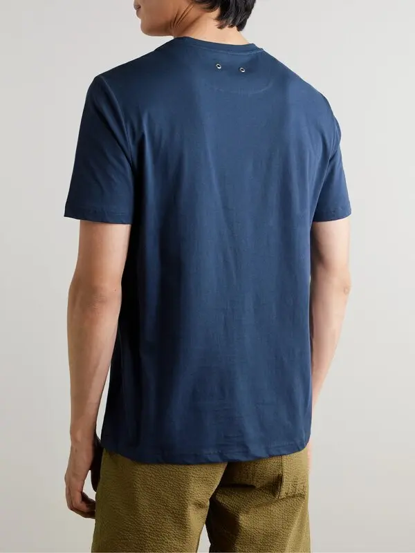 Vilebrequin Titan Slim-fit Logo-embroidered Cotton-jersey T-shirt - Blue