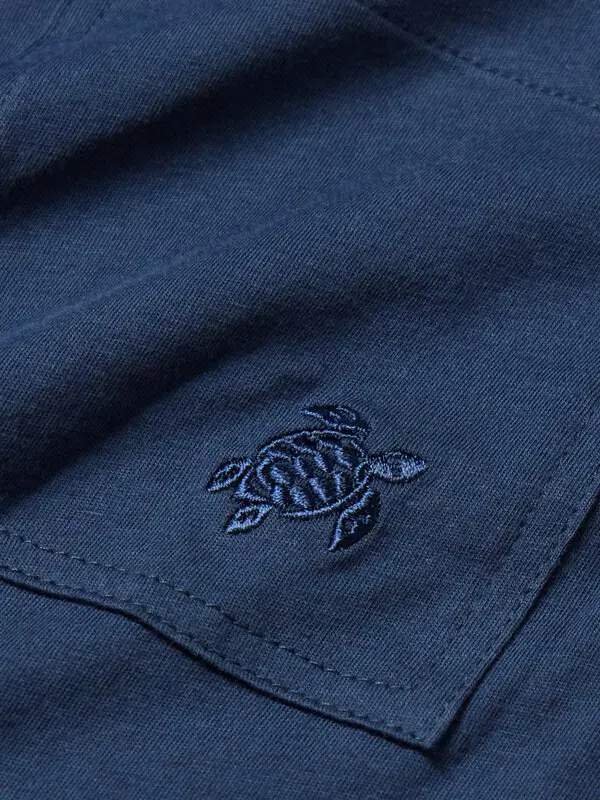 Vilebrequin Titan Slim-fit Logo-embroidered Cotton-jersey T-shirt - Blue