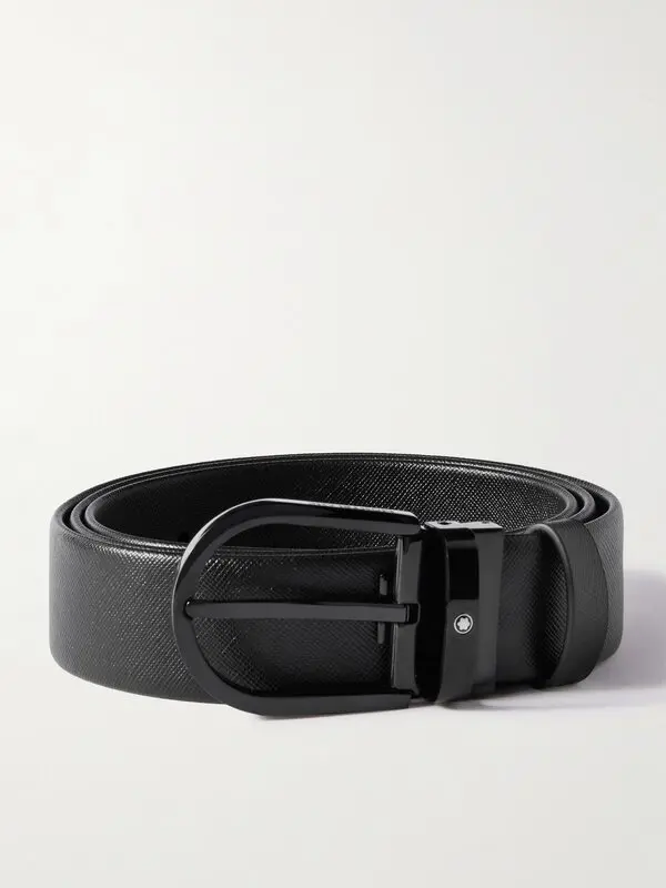 Montblanc 3.5cm Cross-grain Leather Belt