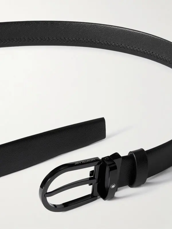 Montblanc 3.5cm Cross-grain Leather Belt