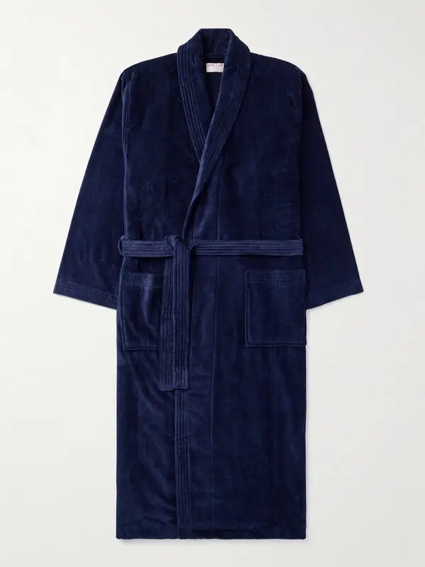 Derek Rose Belted Cotton-terry Robe - Blue