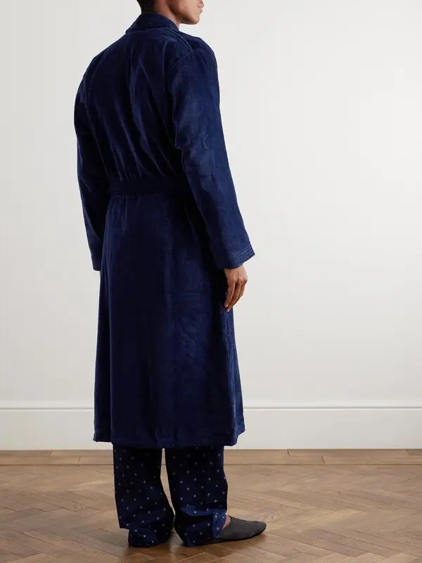 Derek Rose Belted Cotton-terry Robe - Blue