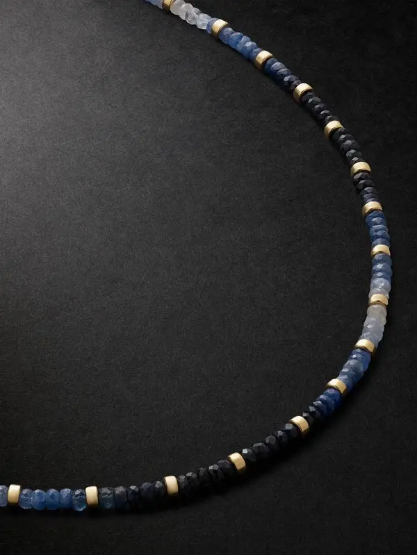 Jia Jia Gold Sapphire Beaded Necklace - Blue