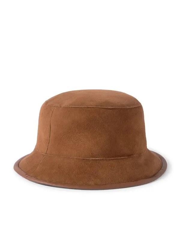 Loro Piana Lys Reversible Leather-trimmed Shearling Bucket Hat - Brown