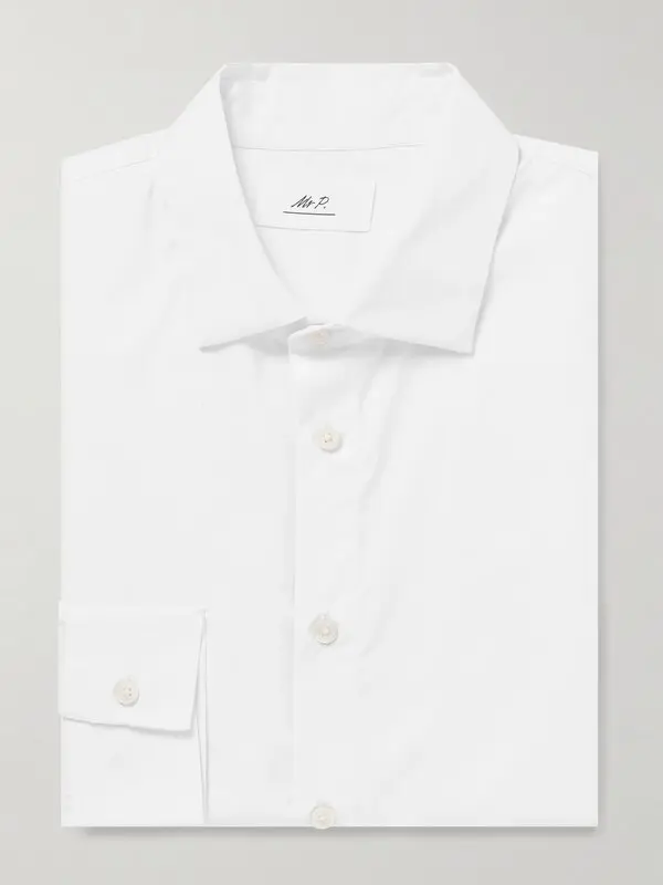 Mr P. Slim-fit Cotton-poplin Shirt - White